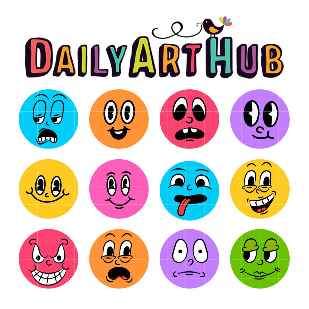 Funny Retro Emoticon Clip Art Set – Daily Art Hub // Graphics ...