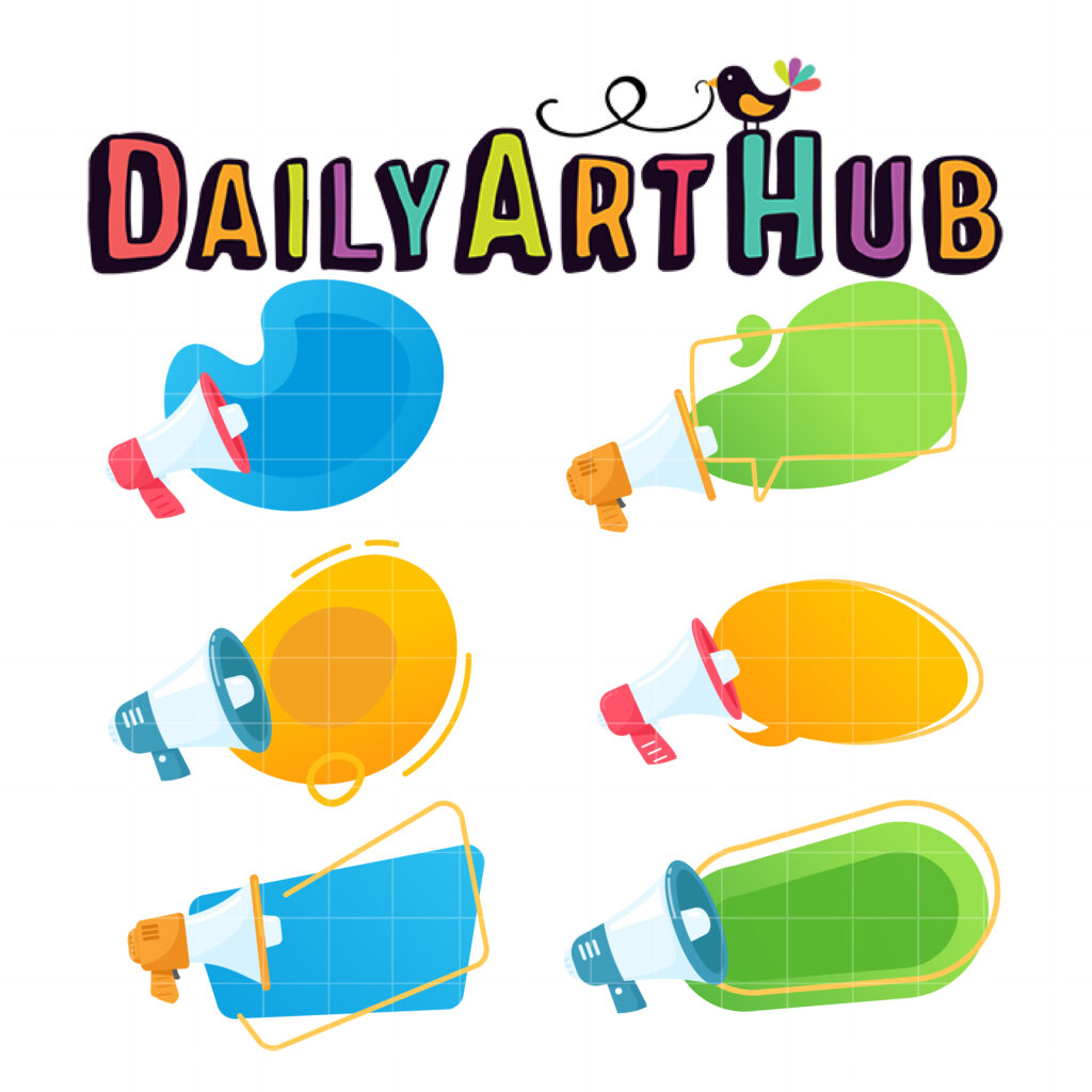 Megaphone Announcement Banner Clip Art Set – Daily Art Hub // Graphics ...