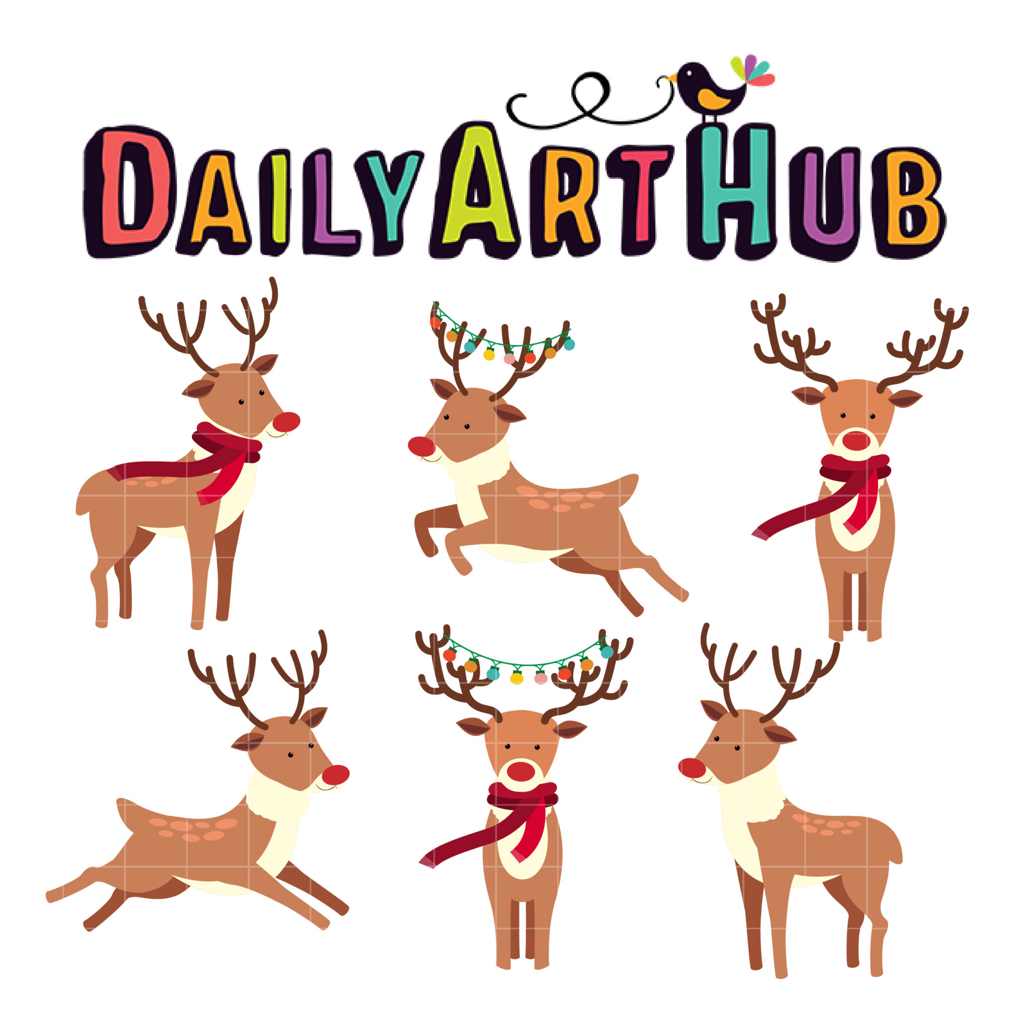 Christmas Reindeer Collection Clip Art Set – Daily Art Hub // Graphics ...