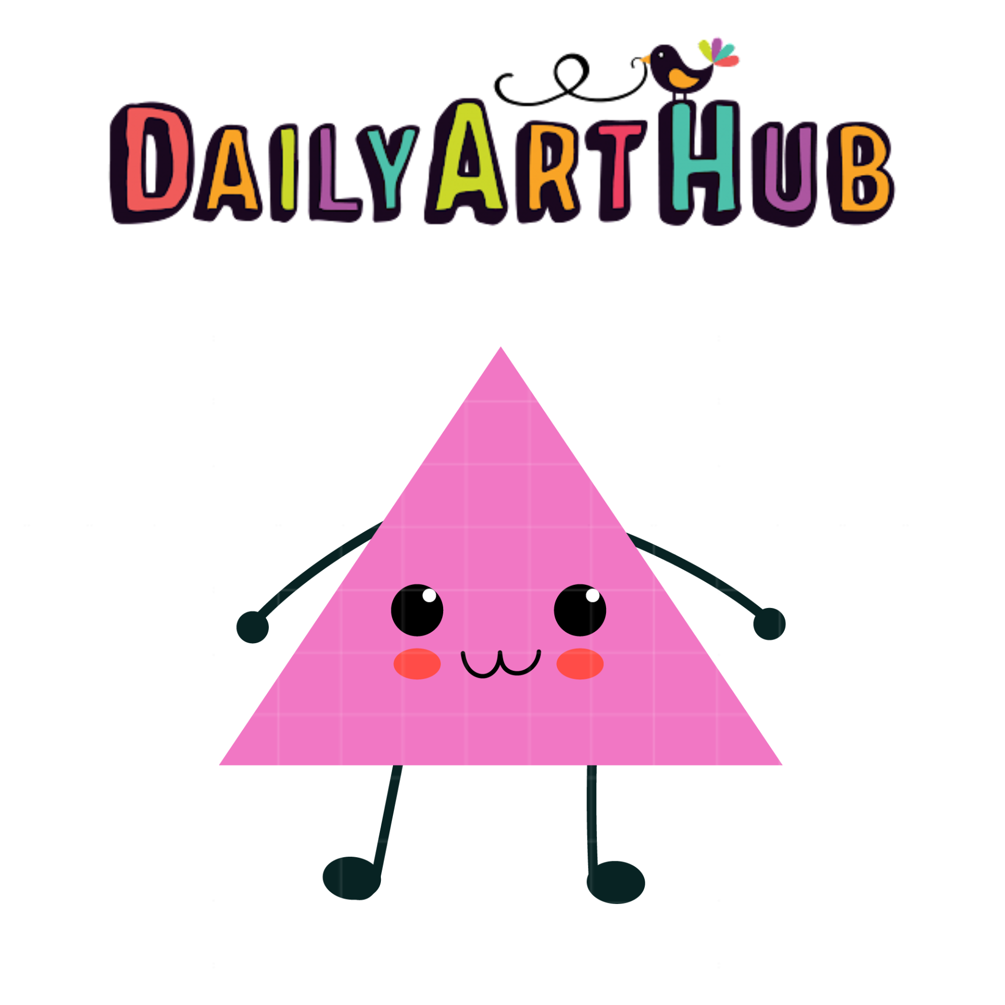 Kawaii Pink Triangle Face Set – Daily Art Hub // Graphics, Alphabets & SVG