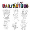 Santa Klaus Outline Drawing Clip Art Set – Daily Art Hub // Graphics ...