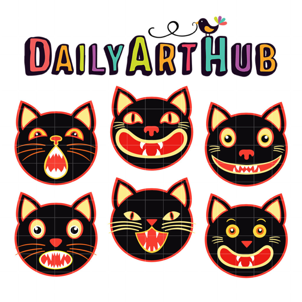 Vintage Cat Faces Clip Art Set – Daily Art Hub // Graphics, Alphabets & SVG