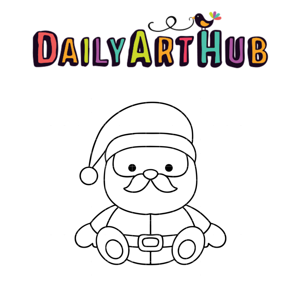 Cute Santa Outline Drawing Clip Art Set – Daily Art Hub // Graphics ...