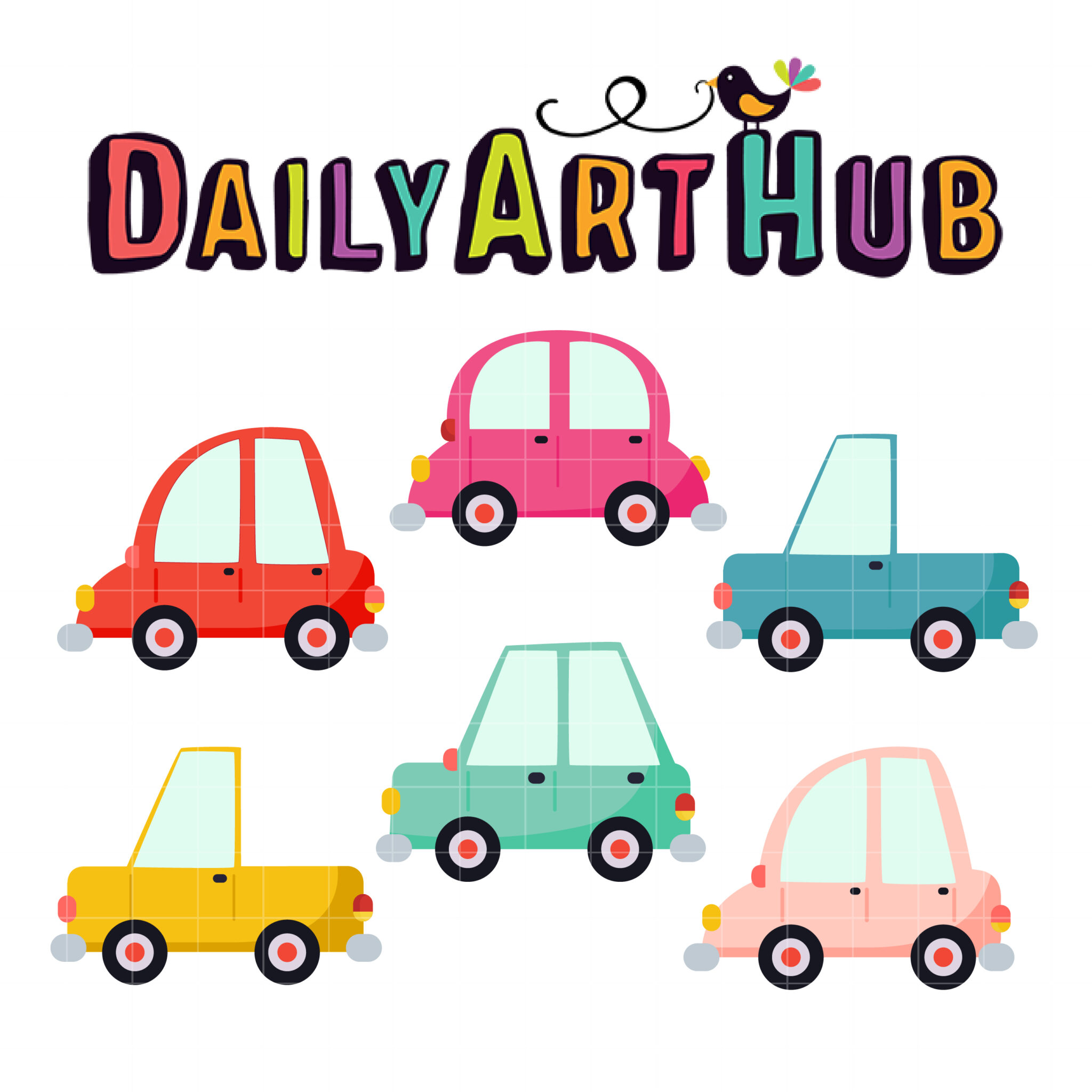 Colorful Cute Cars Collection Clip Art Set – Daily Art Hub // Graphics ...