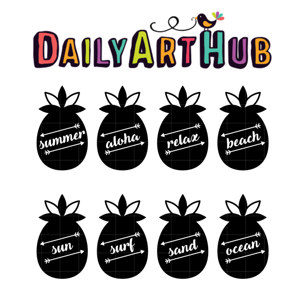 Summer Pineapples Clip Art Set – Daily Art Hub // Graphics, Alphabets & SVG