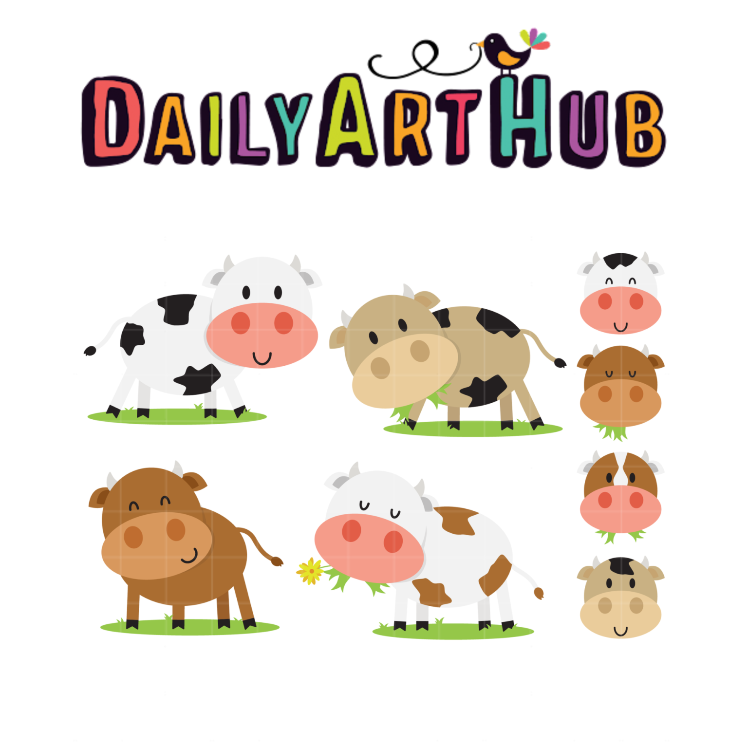 Cute Cows Clip Art Set – Daily Art Hub // Graphics, Alphabets & SVG