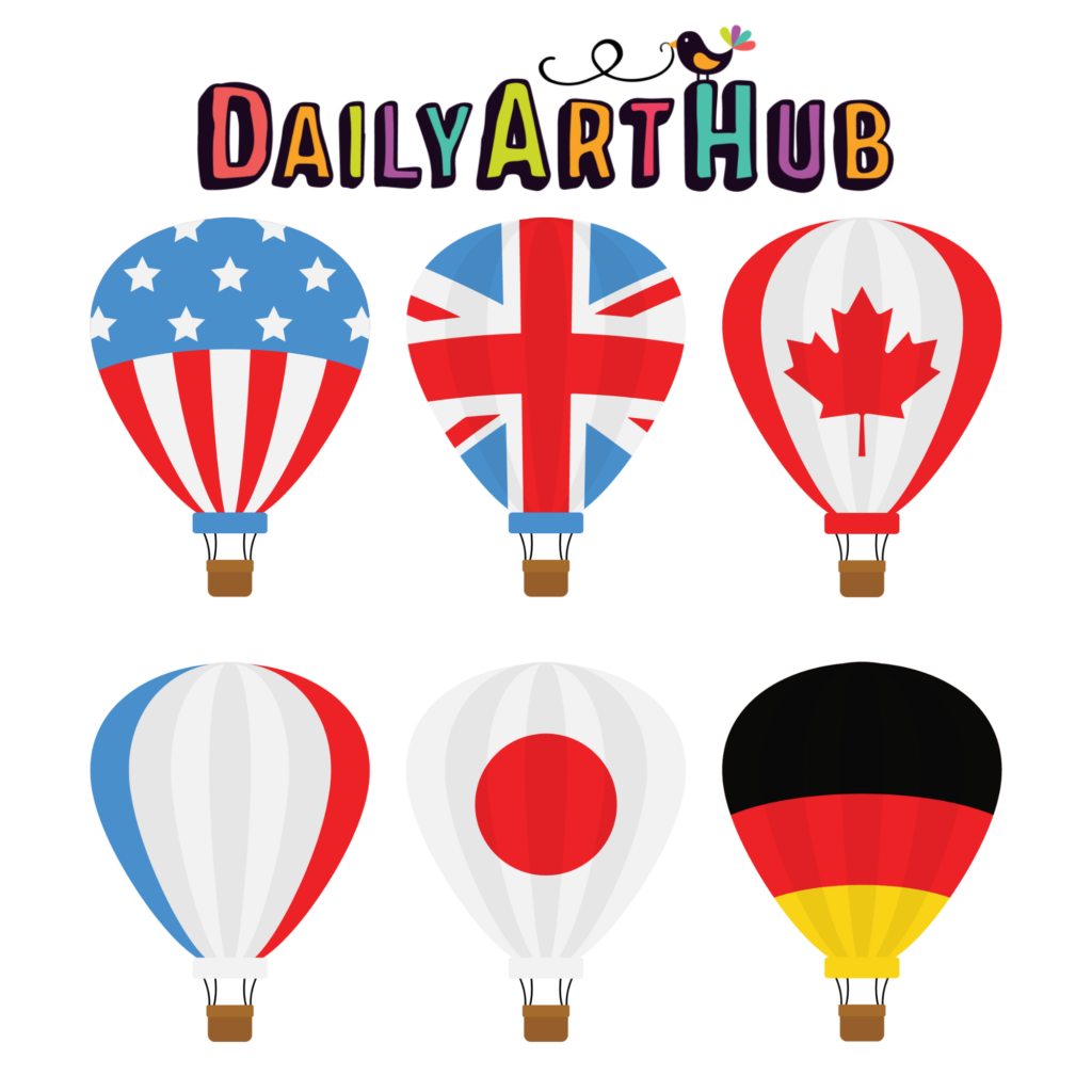 Hot Air Balloon Flags Clip Art Set – Daily Art Hub // Graphics ...
