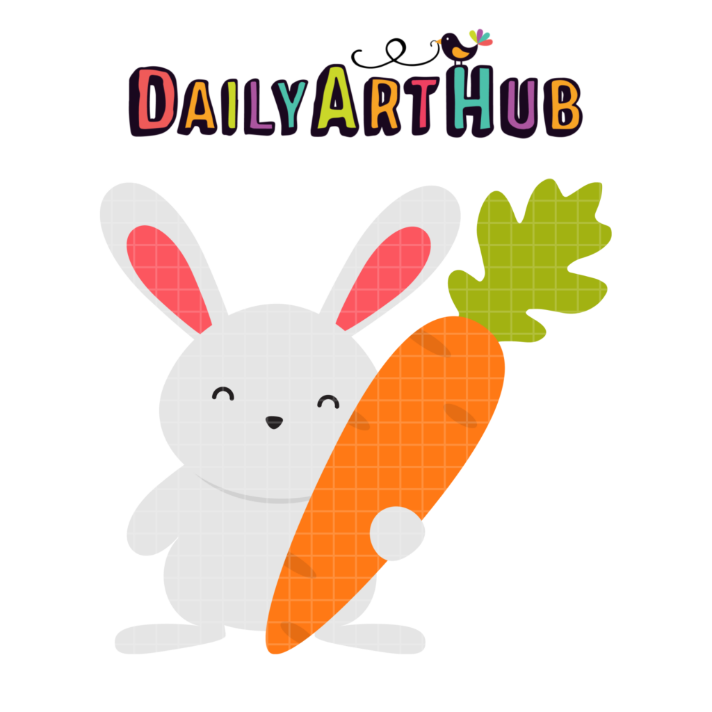 Cute Bunny with Carrot Clip Art Set – Daily Art Hub // Graphics ...