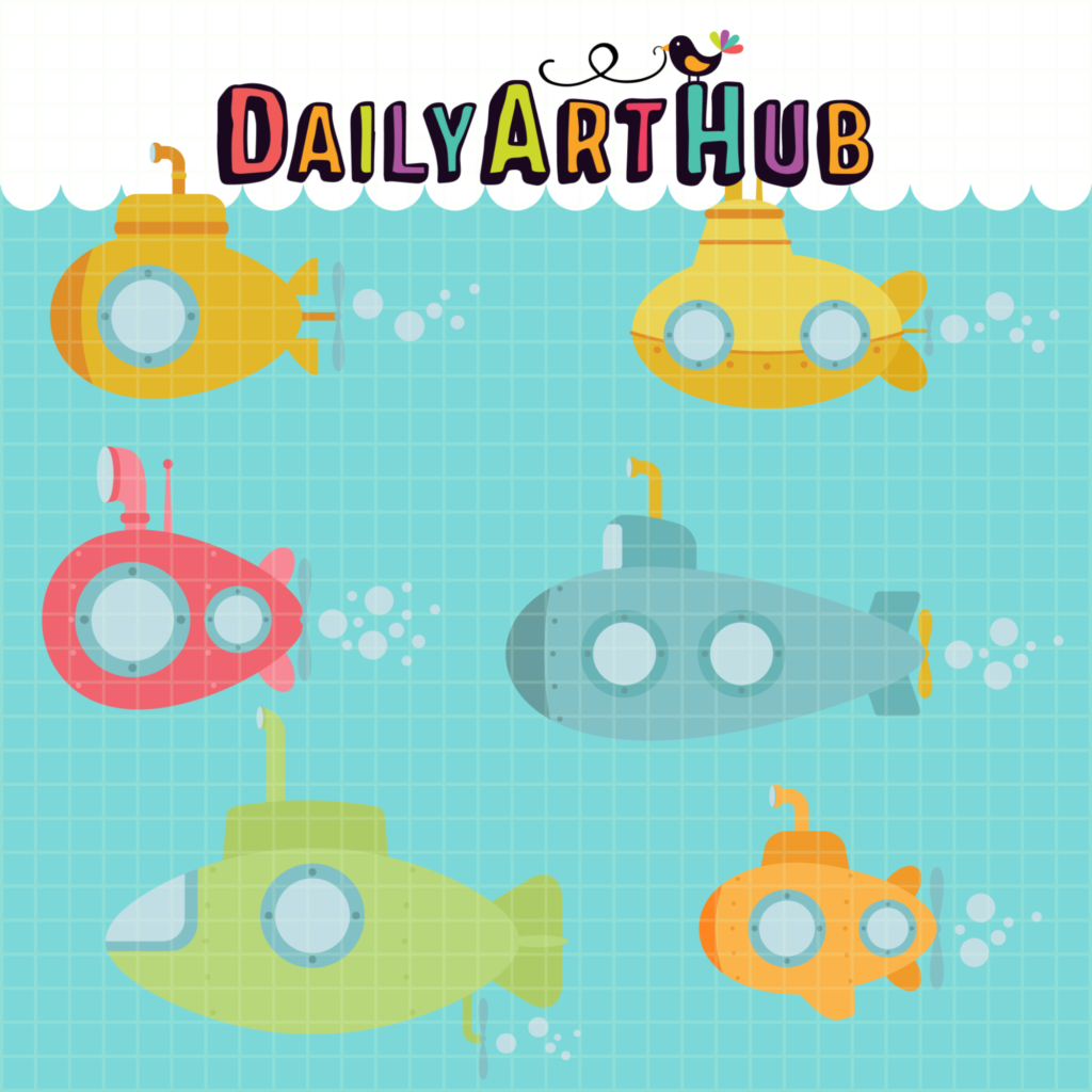 Fun Submarines Clip Art Set – Daily Art Hub // Graphics, Alphabets & SVG