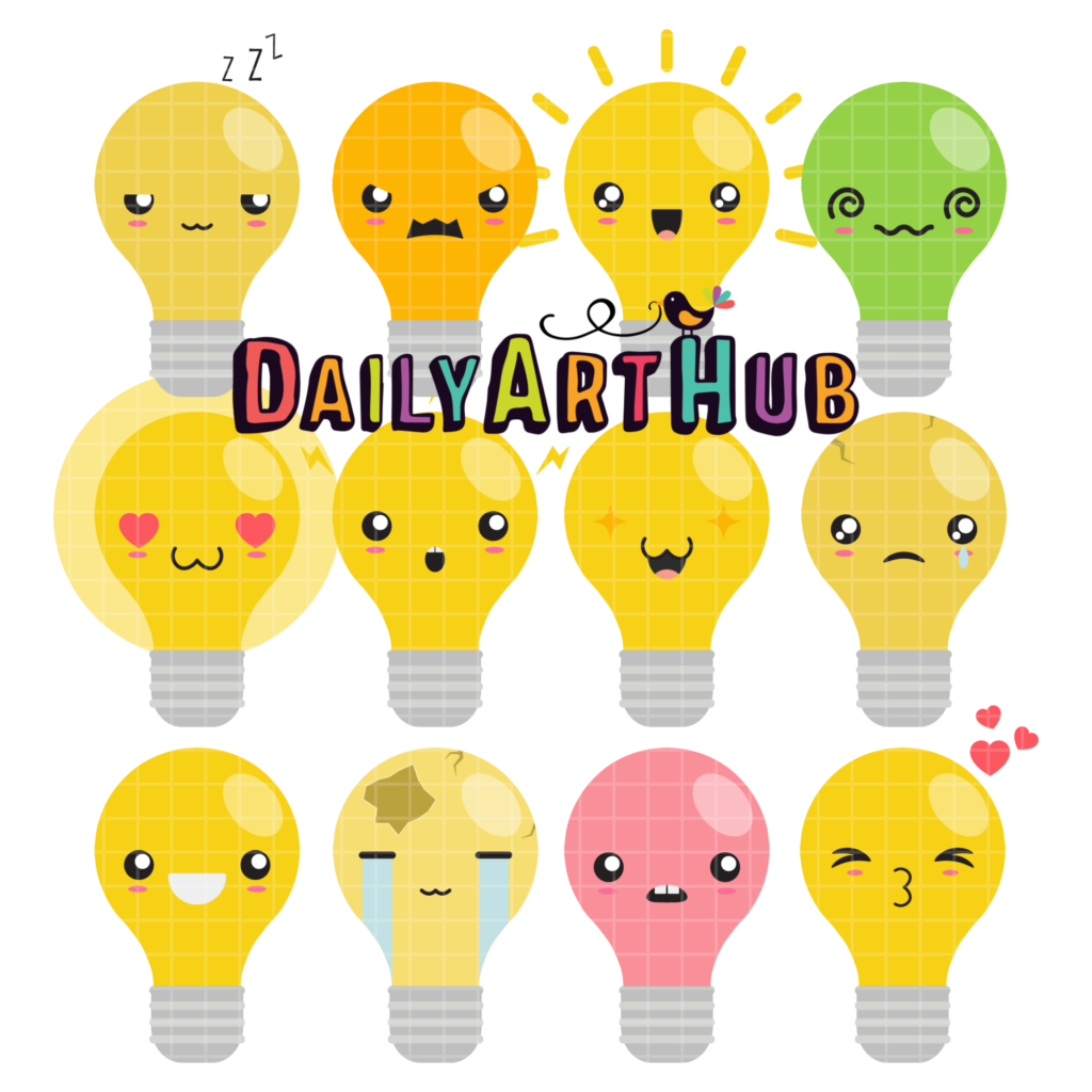 Kawaii Bulbs Clip Art Set – Daily Art Hub // Graphics, Alphabets & SVG