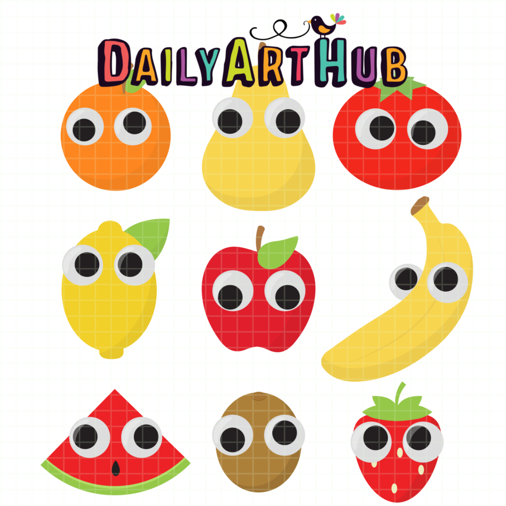 Fruits With Googly Eyes Clip Art Set – Daily Art Hub // Graphics ...