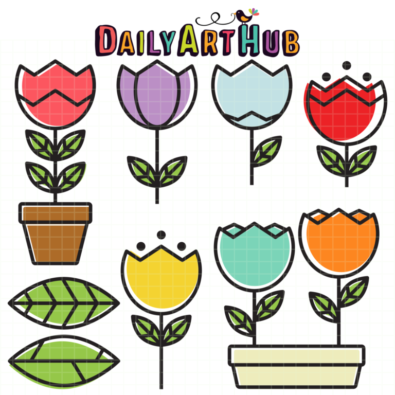 Tulip Doodles Clip Art Set – Daily Art Hub // Graphics, Alphabets & SVG