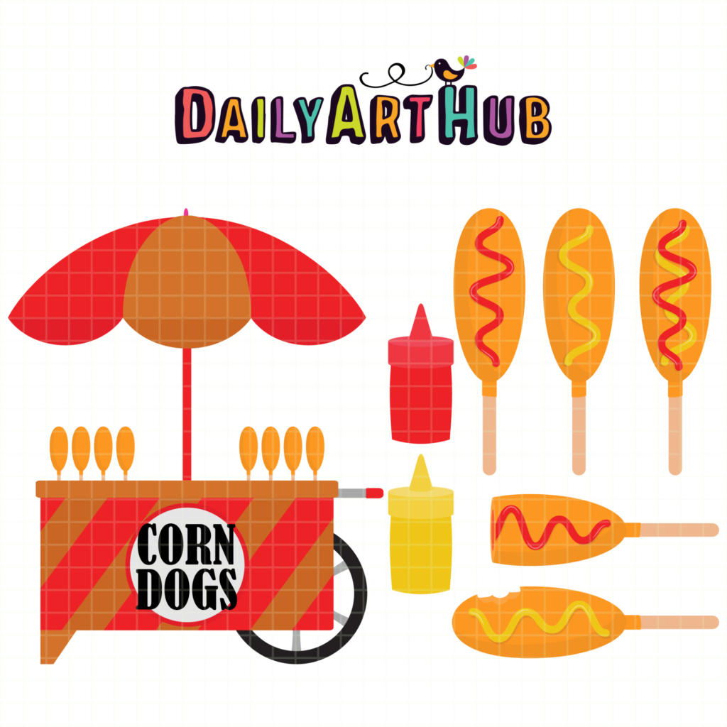 Corn Dog Food Cart Clip Art Set – Daily Art Hub // Graphics, Alphabets ...