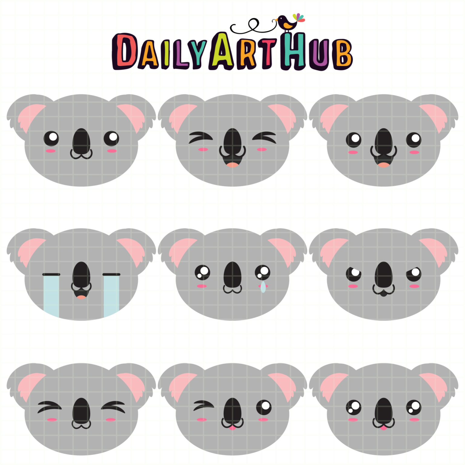 Kawaii Koala Faces Clip Art Set – Daily Art Hub // Graphics, Alphabets ...