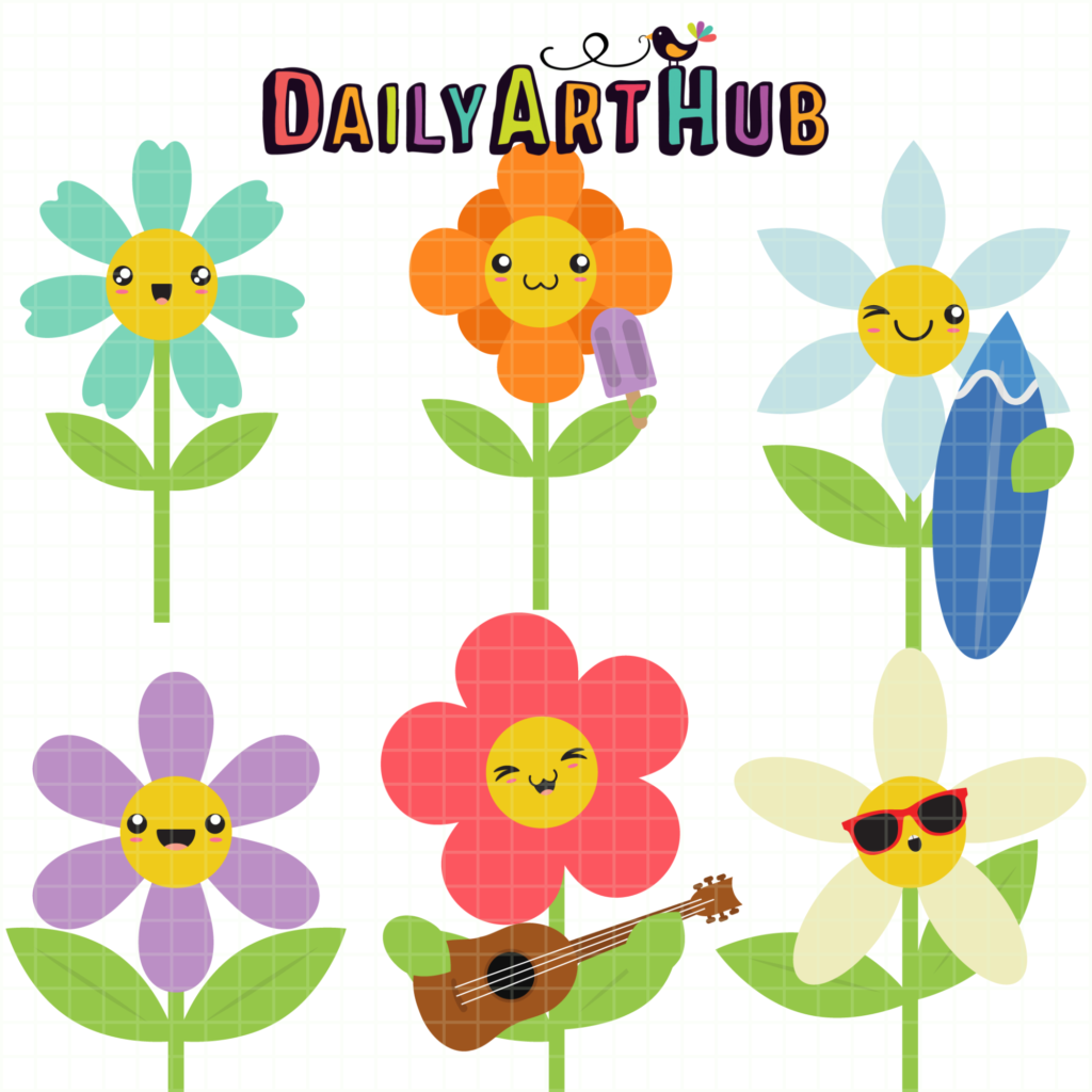 Cute Summer Flowers Clip Art Set – Daily Art Hub // Graphics, Alphabets ...