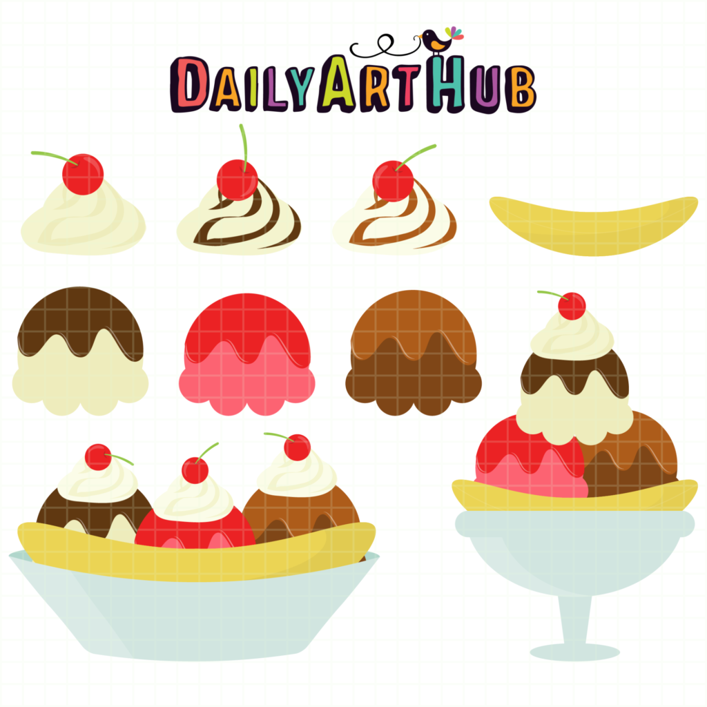 Banana Split Clip Art Set – Daily Art Hub // Graphics, Alphabets & SVG