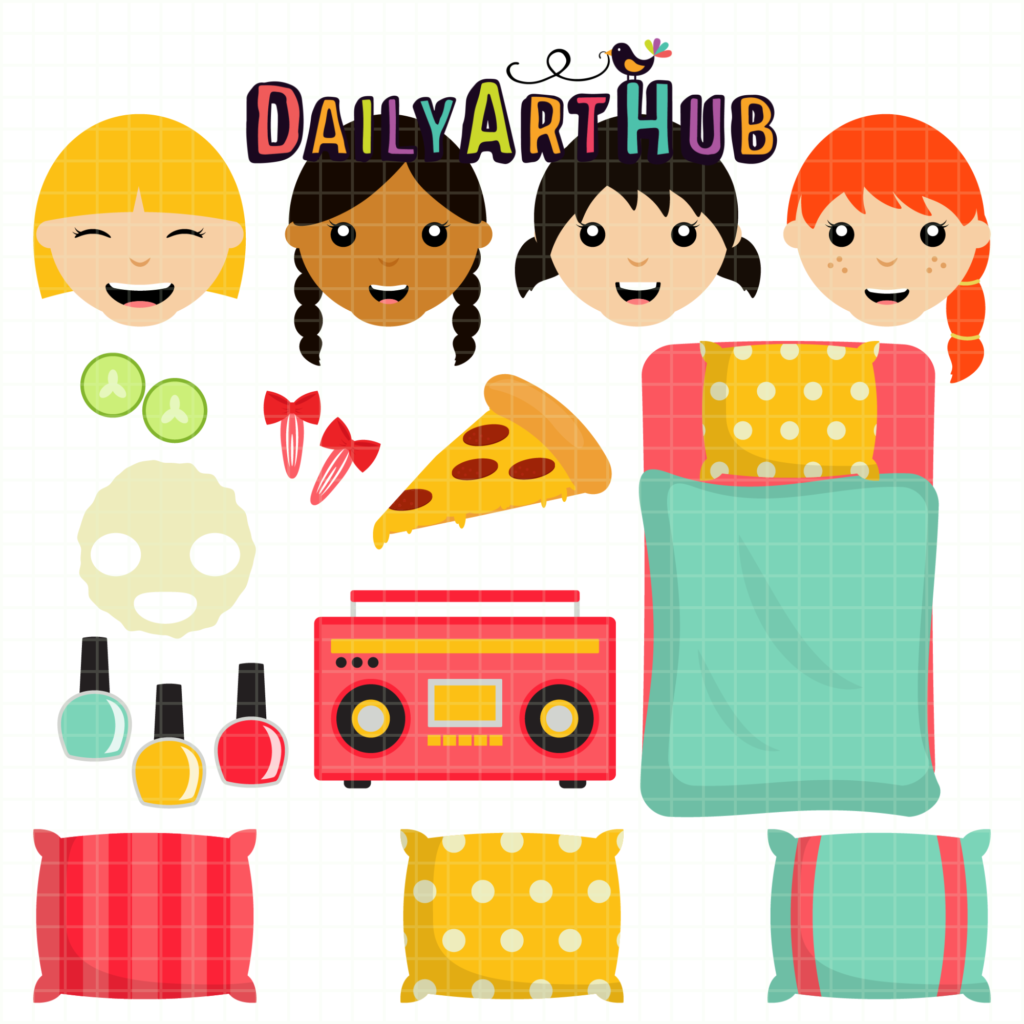 Girls Sleepover Party Clip Art Set – Daily Art Hub // Graphics ...