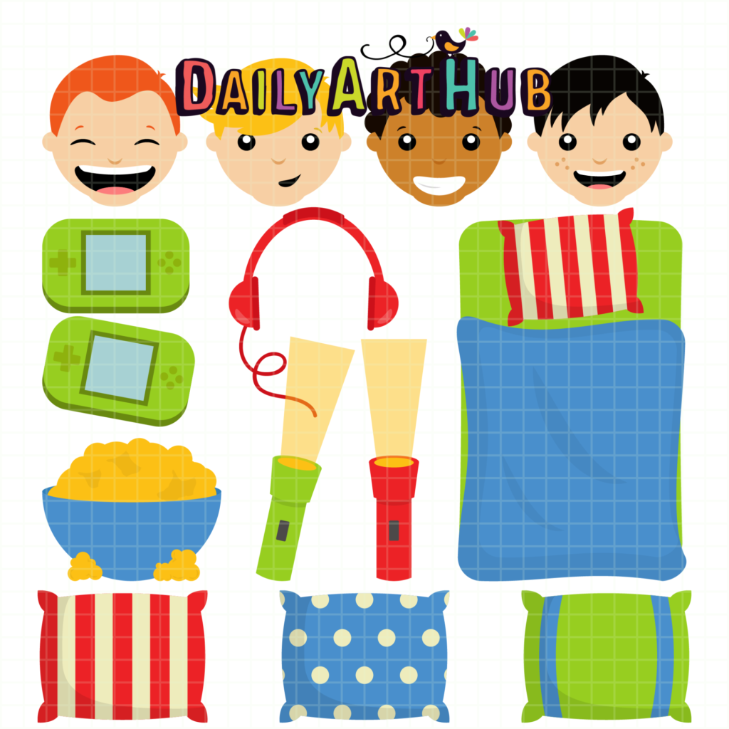 Boys Sleepover Party Clip Art Set – Daily Art Hub // Graphics ...