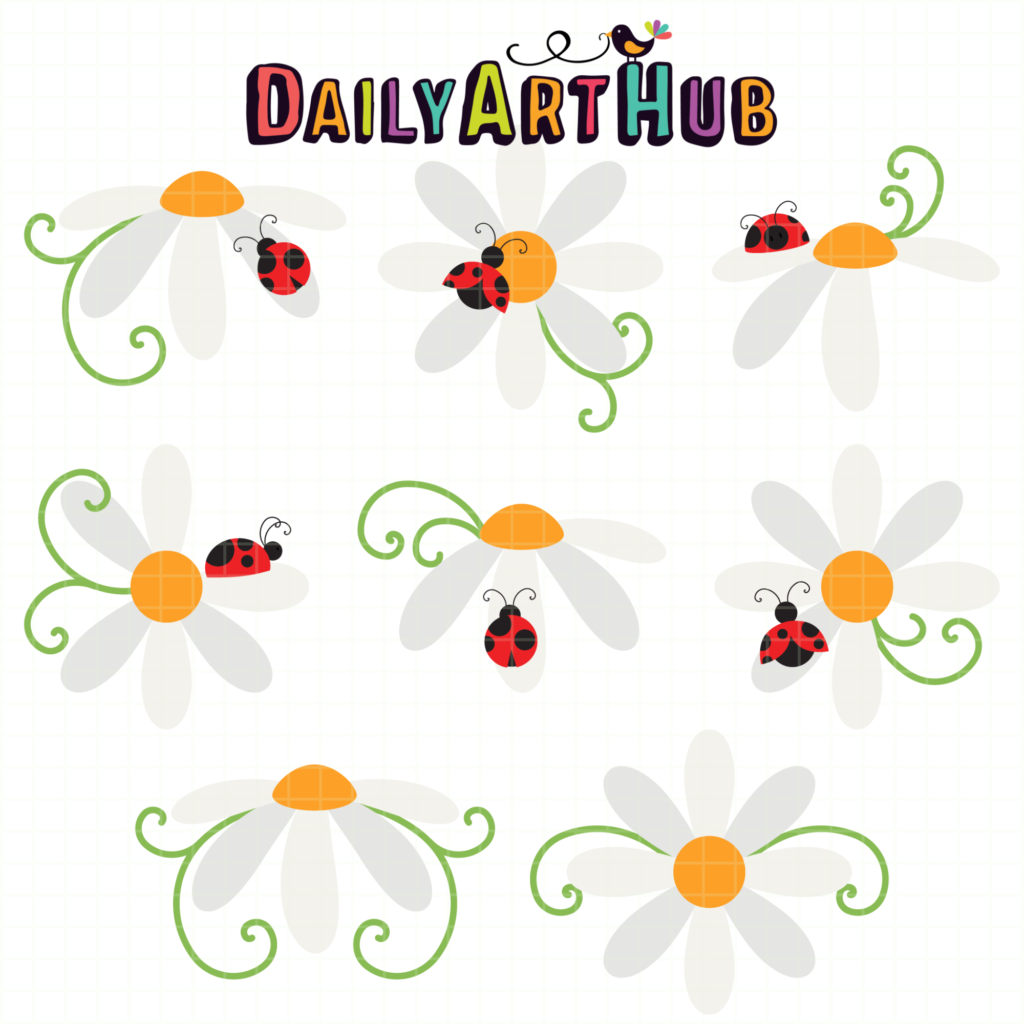 Daisies and Ladybugs Clip Art Set – Daily Art Hub // Graphics ...