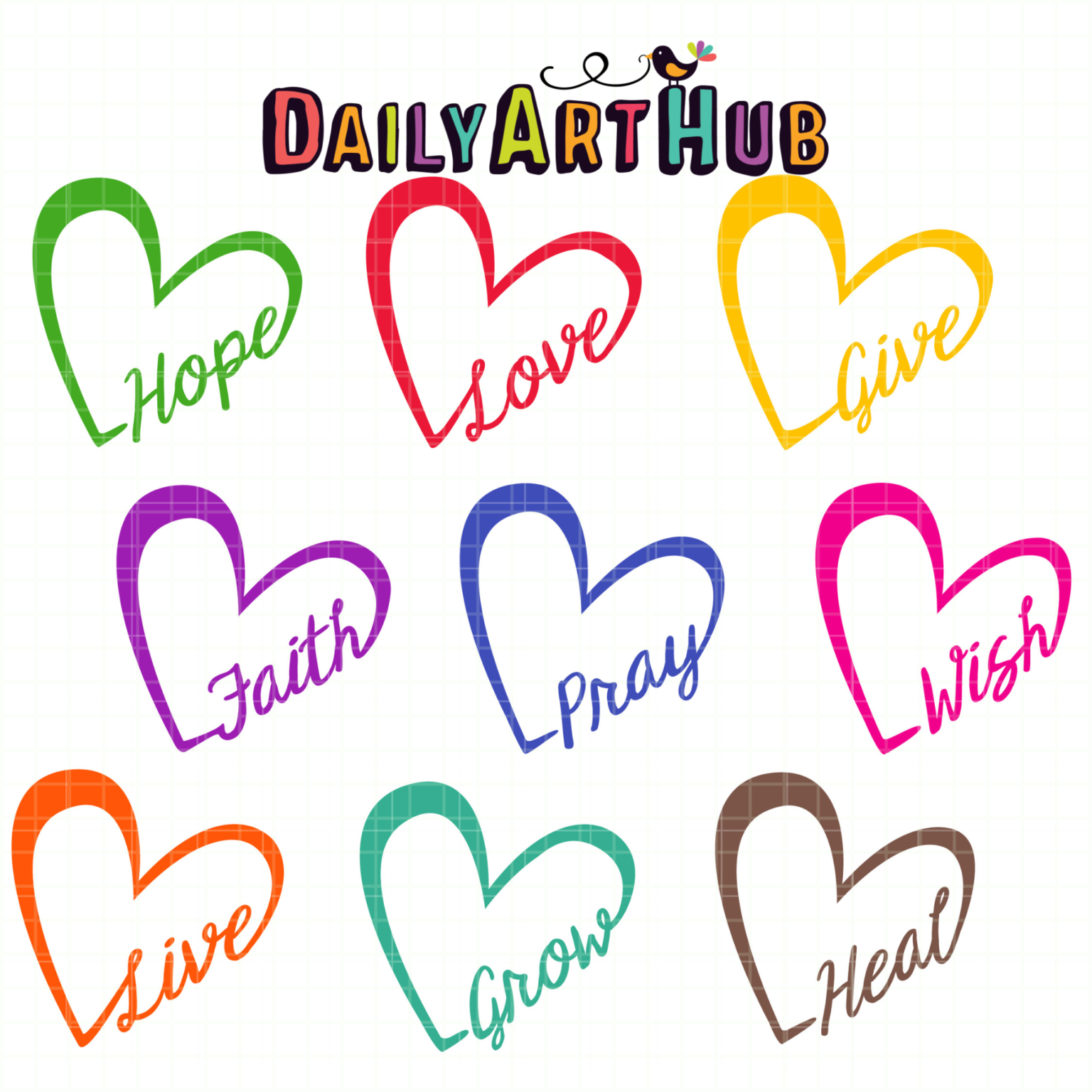 Word of Heart Clip Art Set – Daily Art Hub // Graphics, Alphabets & SVG