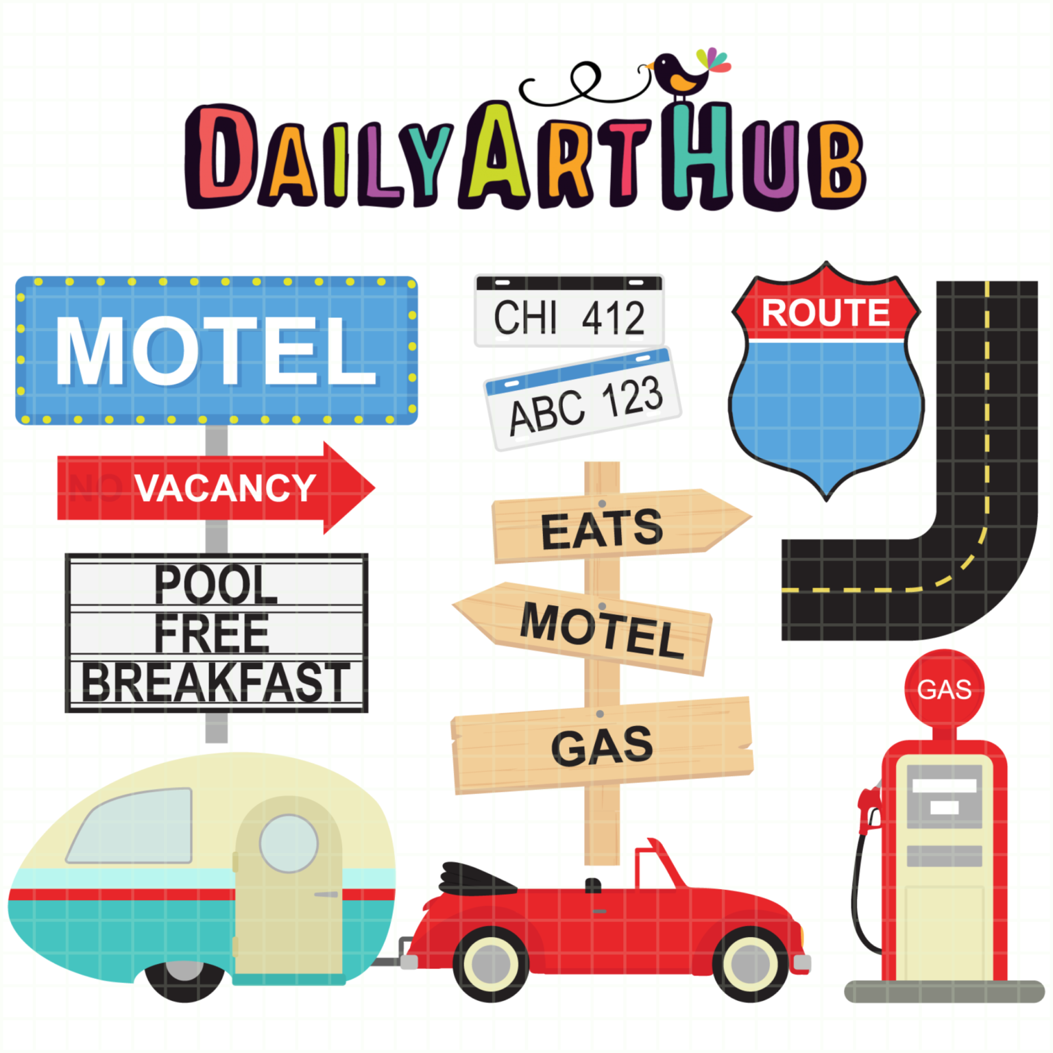 Road Trip Clip Art Set – Daily Art Hub // Graphics, Alphabets & SVG