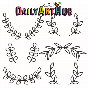 Leaf Flourishes Outlines Clip Art Set – Daily Art Hub // Graphics ...