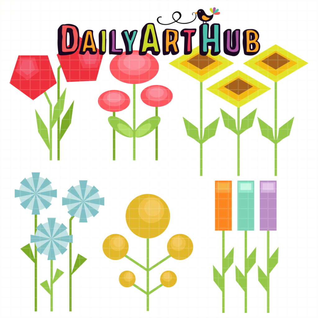 Geometrical Flowers Clip Art Set – Daily Art Hub // Graphics, Alphabets ...