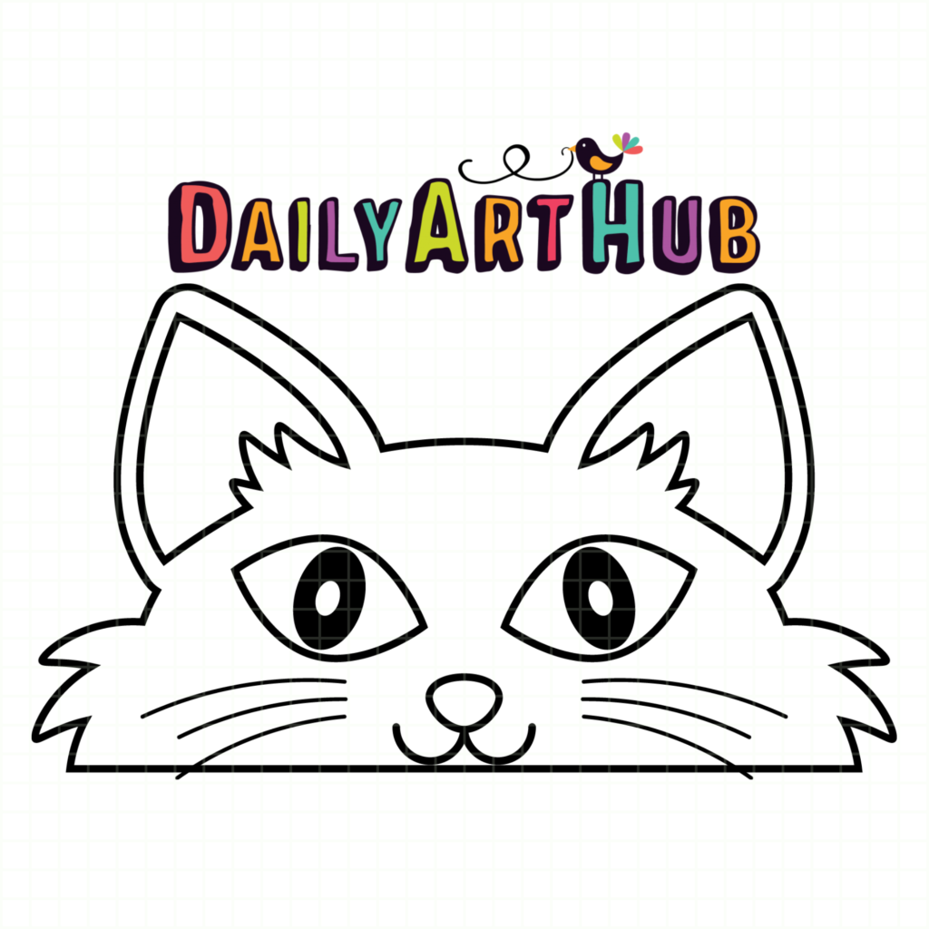Smiling Peek Cat Outline Clip Art – Daily Art Hub // Graphics ...