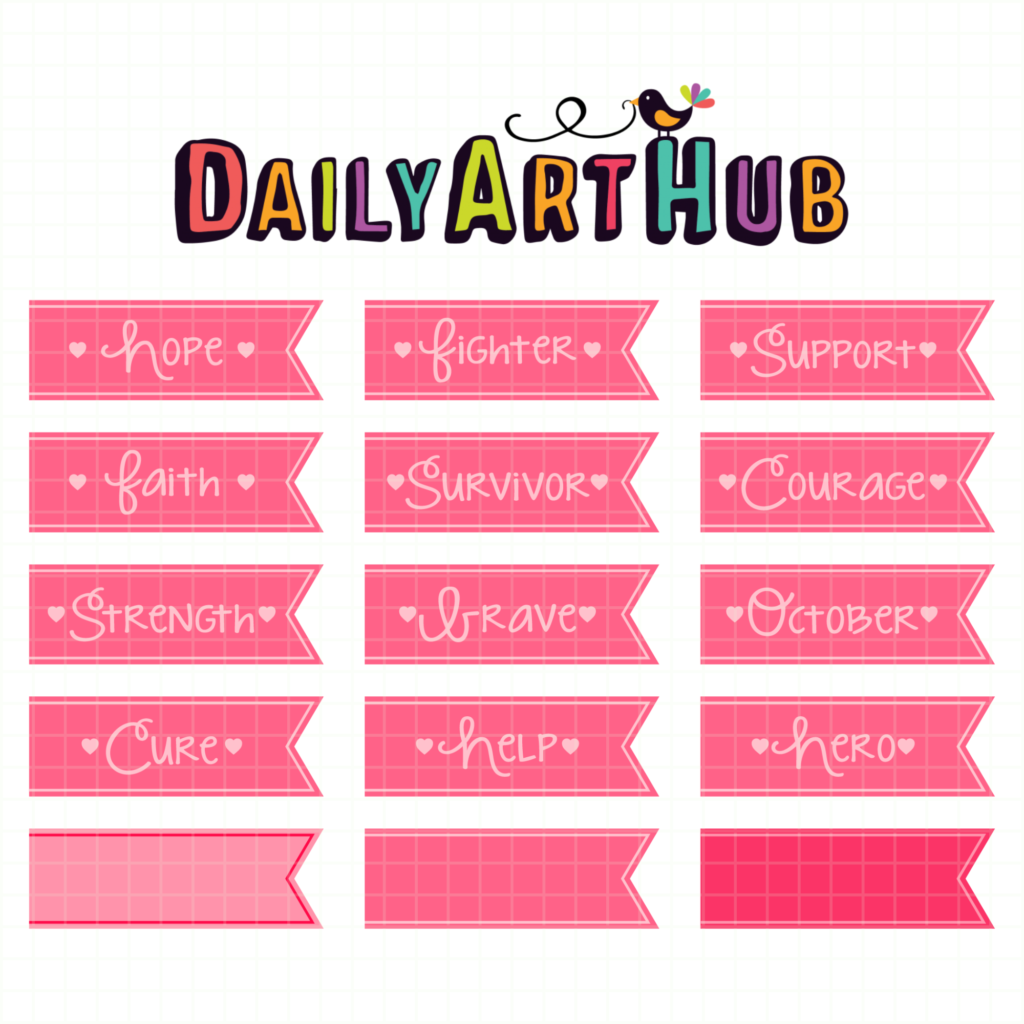 Breast Cancer Awareness Pink Flags Clip Art Set – Daily Art Hub ...