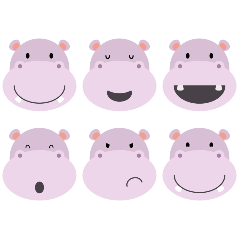 Cute Hippo Faces Clip Art Set – Daily Art Hub // Graphics, Alphabets & SVG