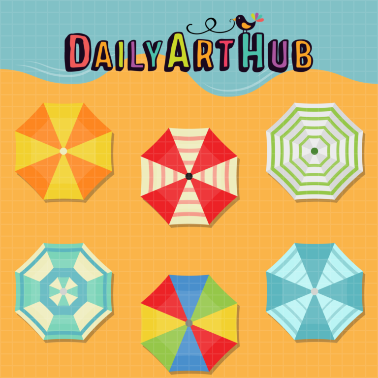 Beach Umbrellas Clip Art Set – Daily Art Hub // Graphics, Alphabets & SVG