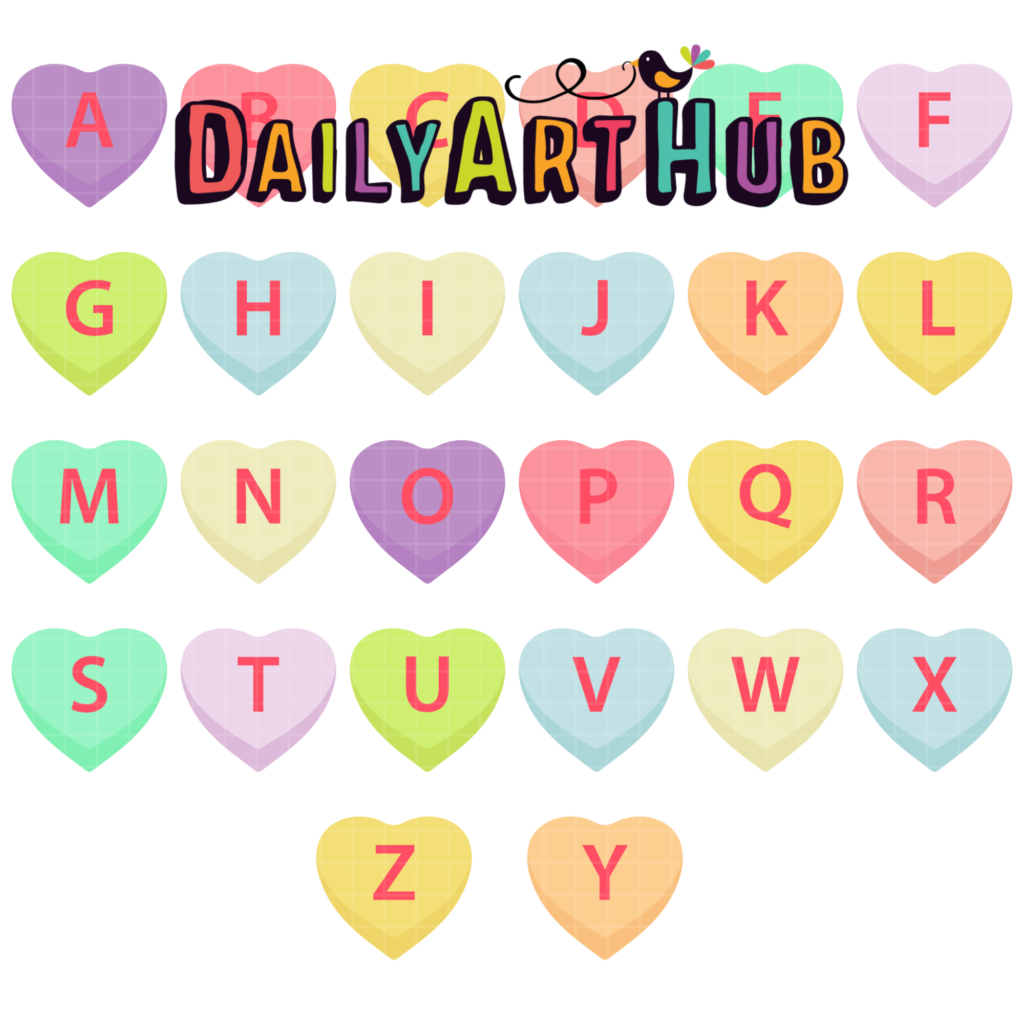 Conversation Hearts Alphabet Clip Art Set – Daily Art Hub // Graphics ...
