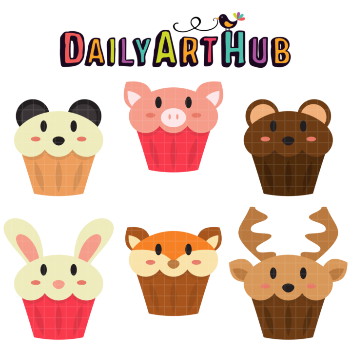 Cute Animal Cupcakes Clip Art Set – Daily Art Hub // Graphics ...