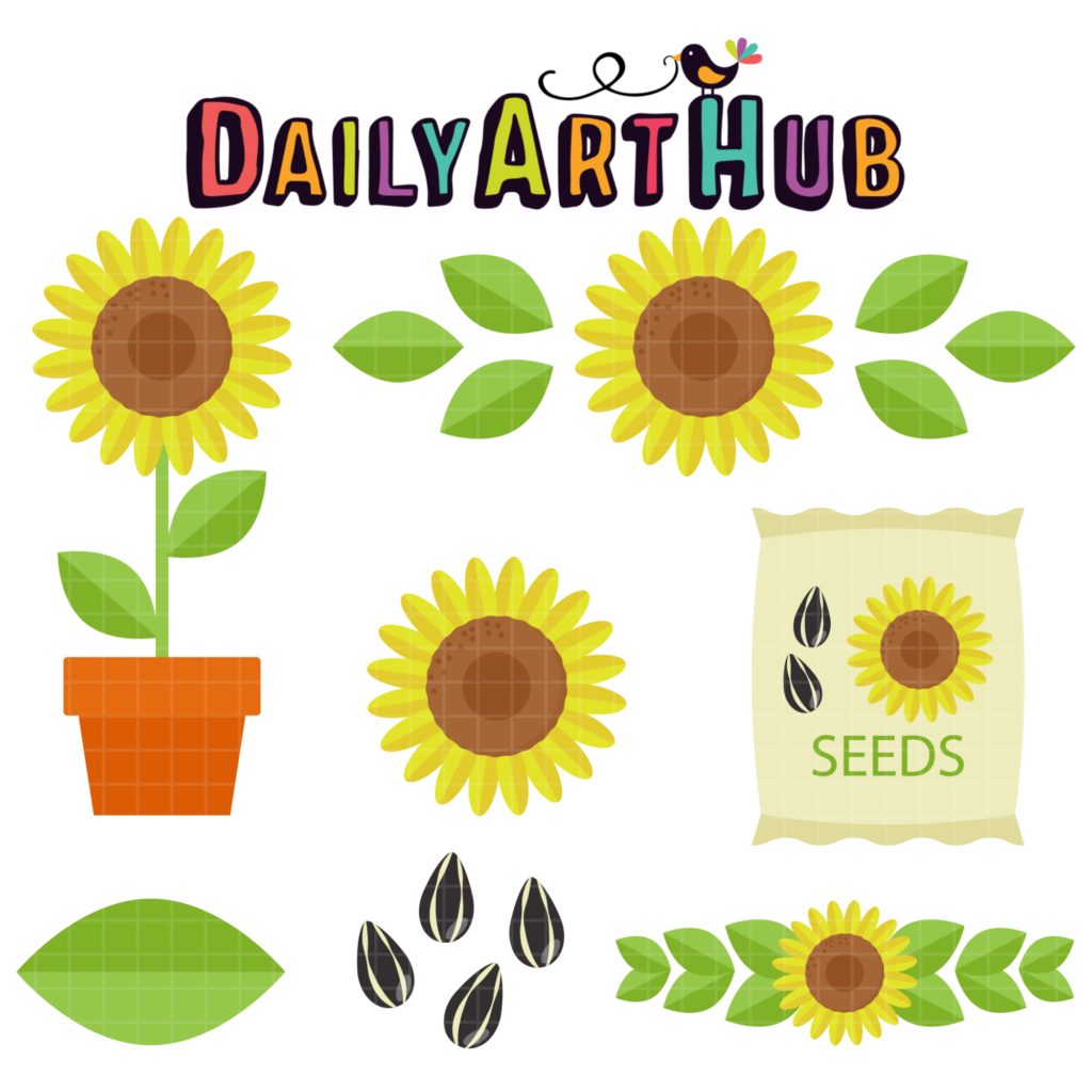 Simple Sunflowers Clip Art Set – Daily Art Hub // Graphics, Alphabets & SVG