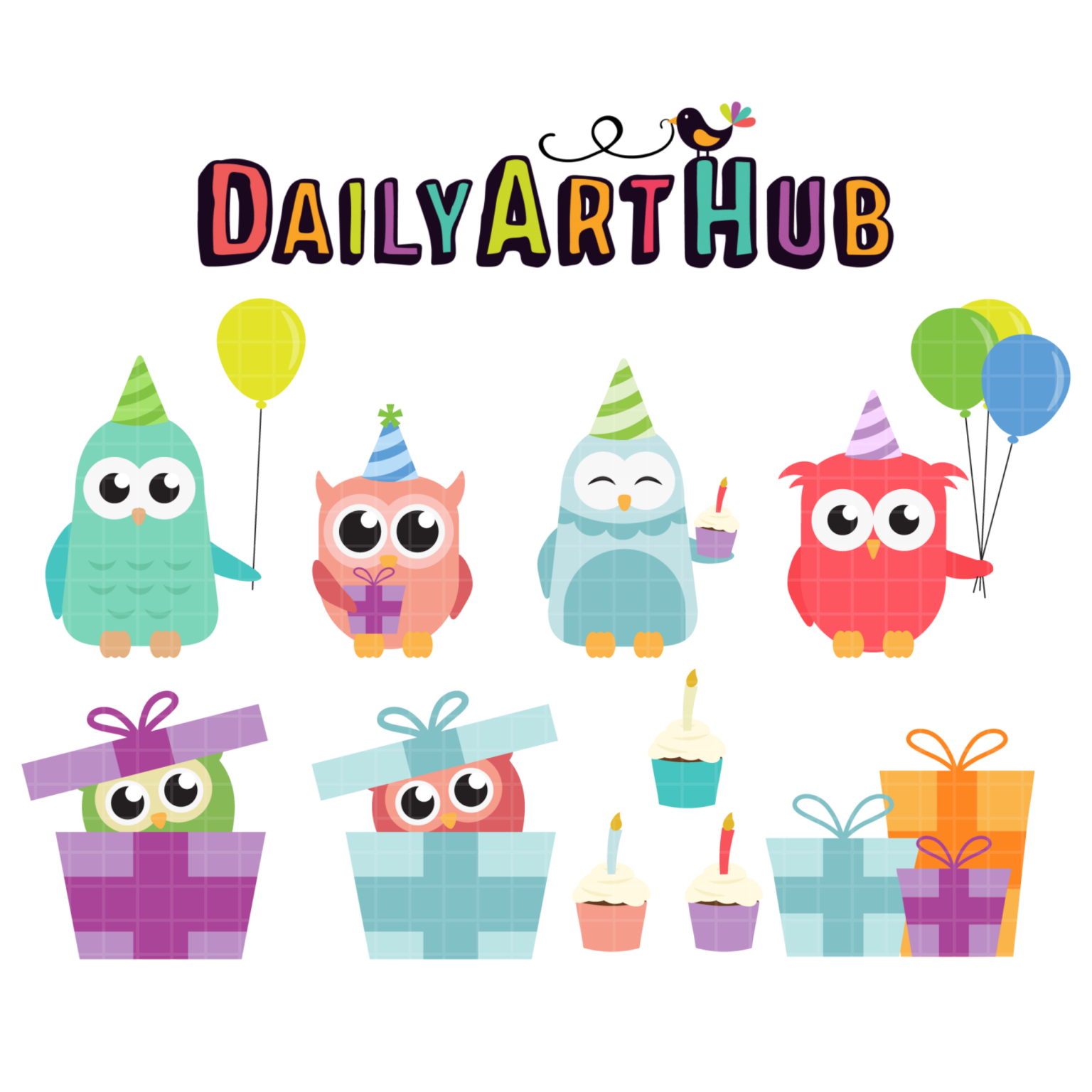 Birthday Party Owl Clip Art Set – Daily Art Hub // Graphics, Alphabets ...