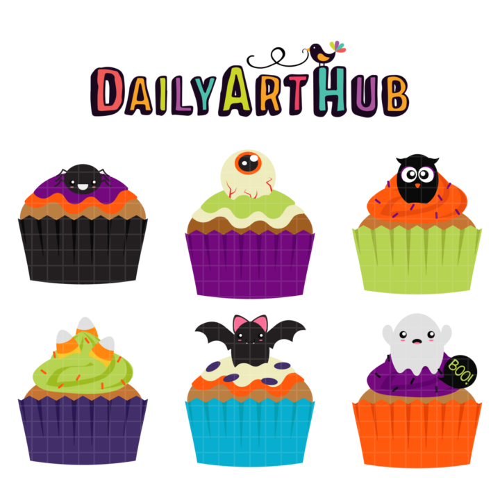 Halloween Cupcakes Clip Art Set – Daily Art Hub // Graphics, Alphabets ...