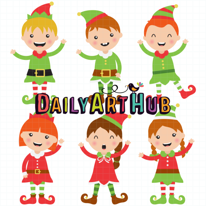 Christmas Elves Clip Art Set – Daily Art Hub // Graphics, Alphabets & SVG