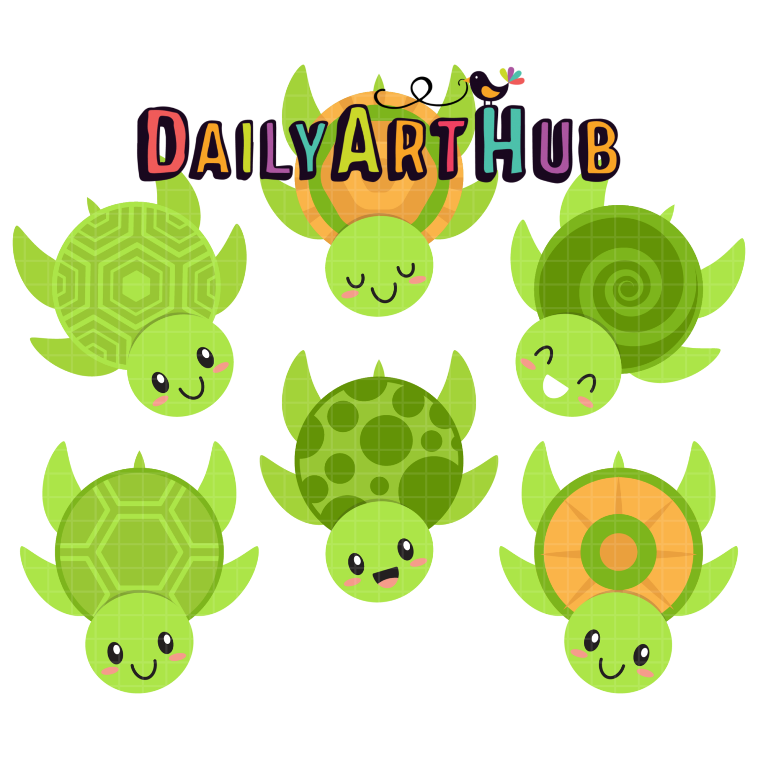 Cute Sea Turtles Clip Art Set – Daily Art Hub // Graphics, Alphabets & SVG