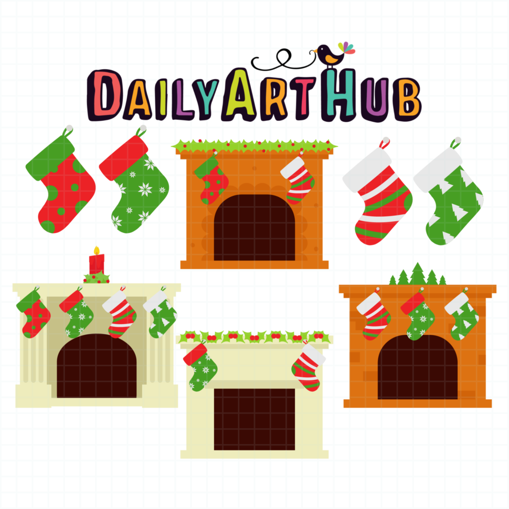 Stockings Over The Fireplace Clip Art Set – Daily Art Hub // Graphics ...