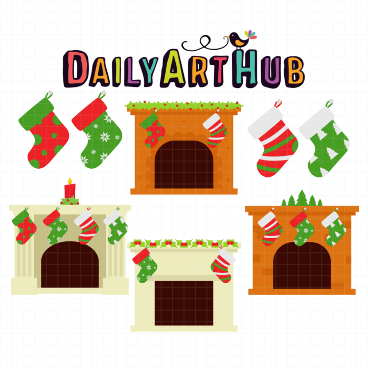 Stockings Over The Fireplace Clip Art Set – Daily Art Hub // Graphics ...