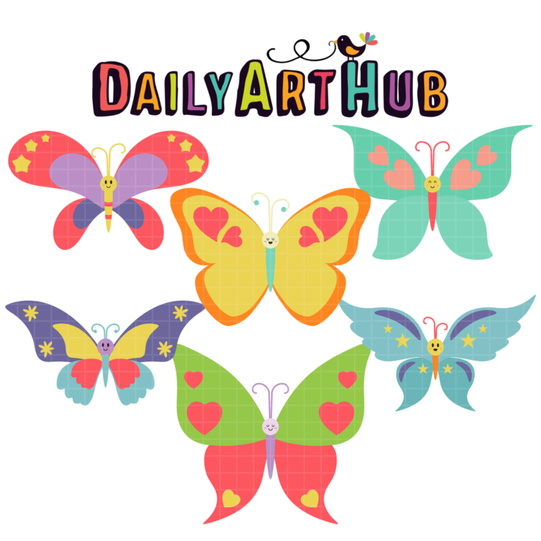 Happy Butterflies Clip Art Set – Daily Art Hub // Graphics, Alphabets & SVG