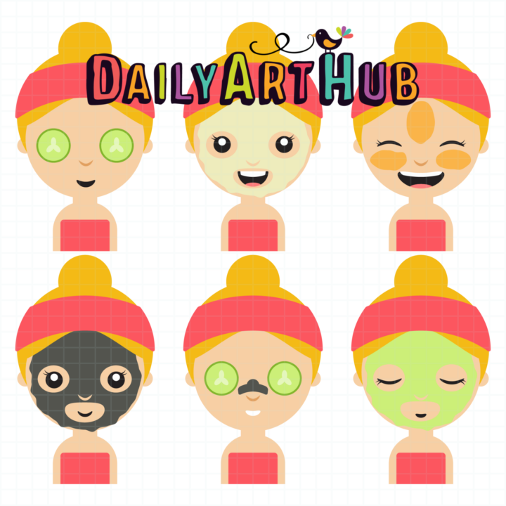 Facial Care Girl Clip Art Set – Daily Art Hub // Graphics, Alphabets & SVG