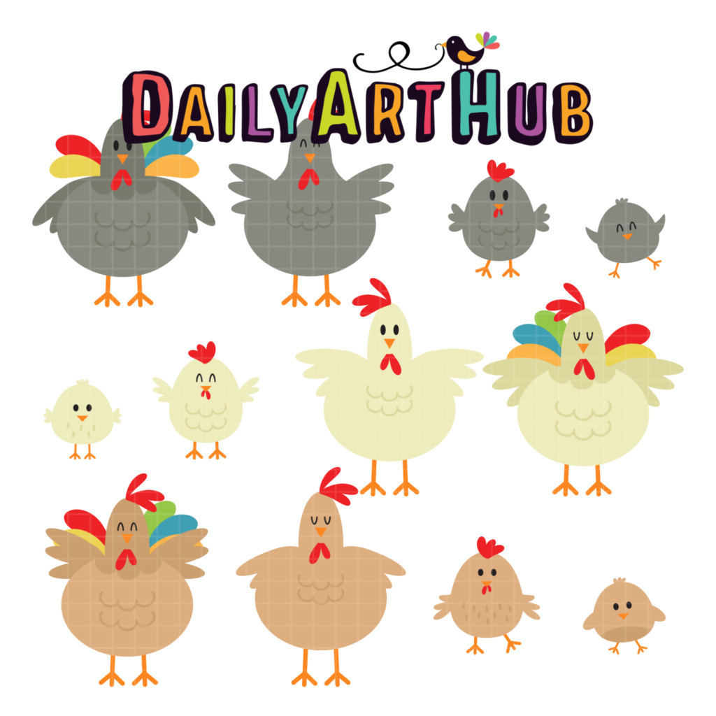 Happy Chicken Family Clip Art Set – Daily Art Hub // Graphics ...