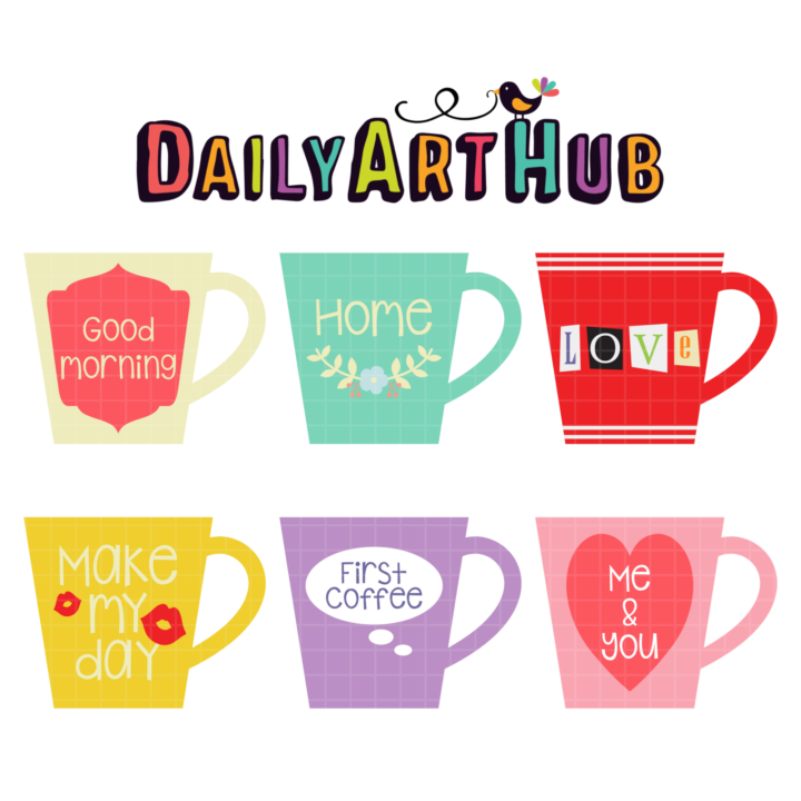 Message Mugs Clip Art Set – Daily Art Hub // Graphics, Alphabets & SVG
