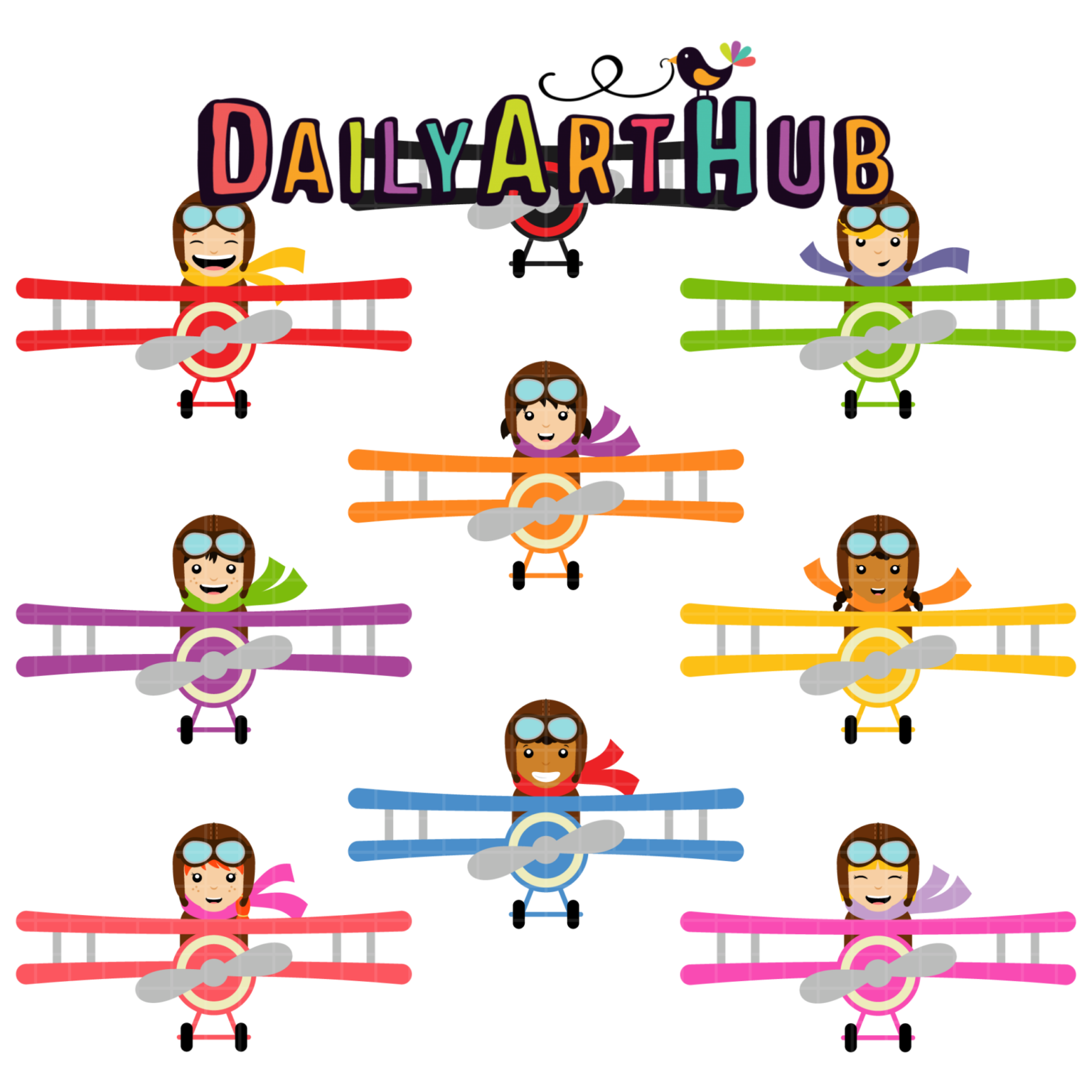 Flying Kids Clip Art Set – Daily Art Hub // Graphics, Alphabets & SVG